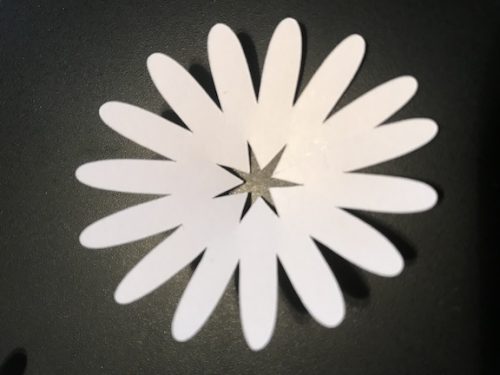 Glue the flower pieces together. It has 3 large petals, 3 small petals ...