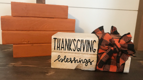 DIY Fall Wood Decor- Book Stack Craft