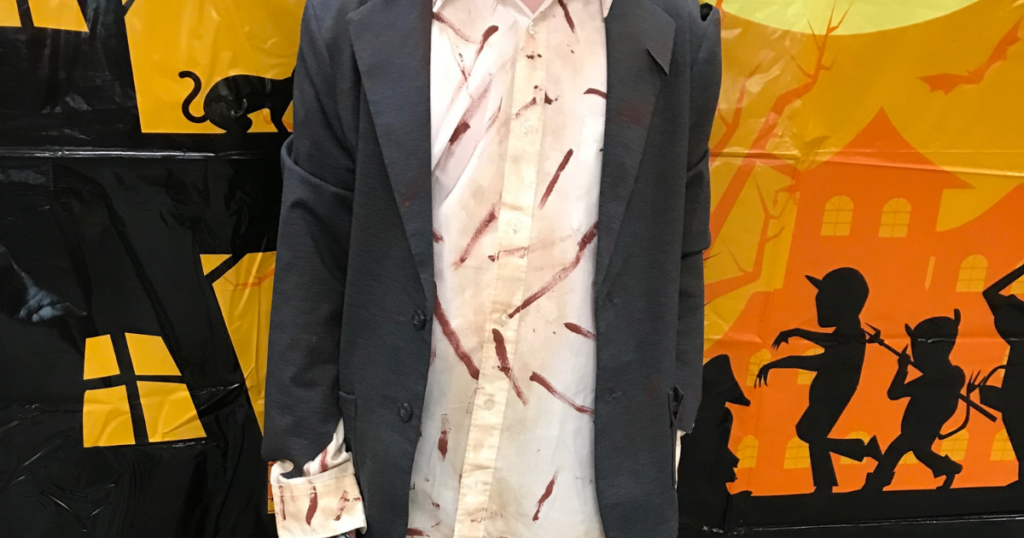 As for the suit coat, add splotches of blood randomly on it too with ...